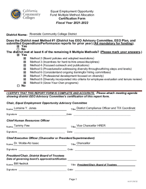 Fillable Online Equal Employment Opportunity Fund Multiple Method ...