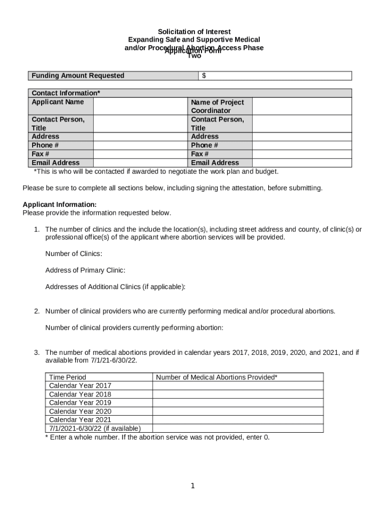 Solicitation of Interest: Expanding Safe and Supportive Medical and/or ...