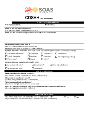 Risk Assessment - COSHH Doc Template | pdfFiller