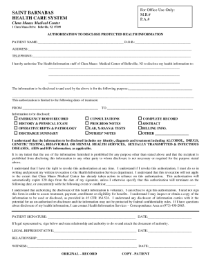 Fillable Online Clara Maass Medical Center Medical Records Release Form. Medical Records Release ...