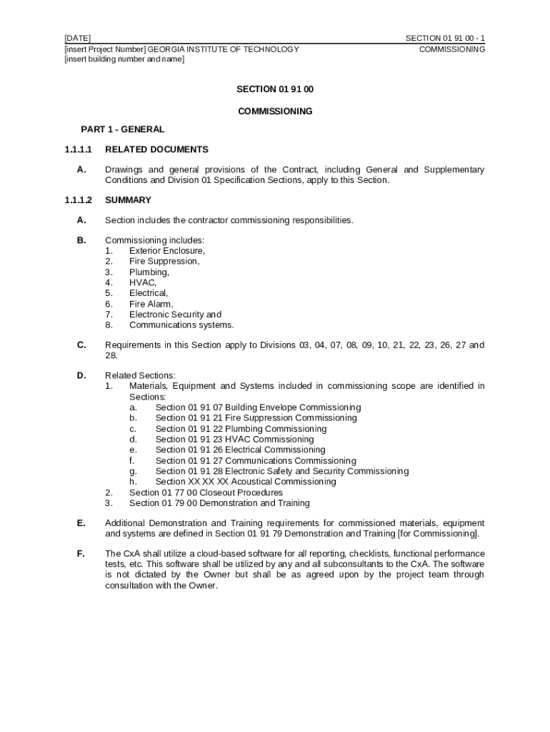 SECTION 01 91 00, GENERAL COMMISSIONING REQUIREMENTSSECTION 01 91 00 ...
