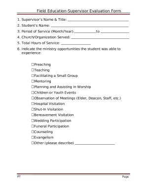 Field Education-Supervisor Evaluation Doc Template | pdfFiller