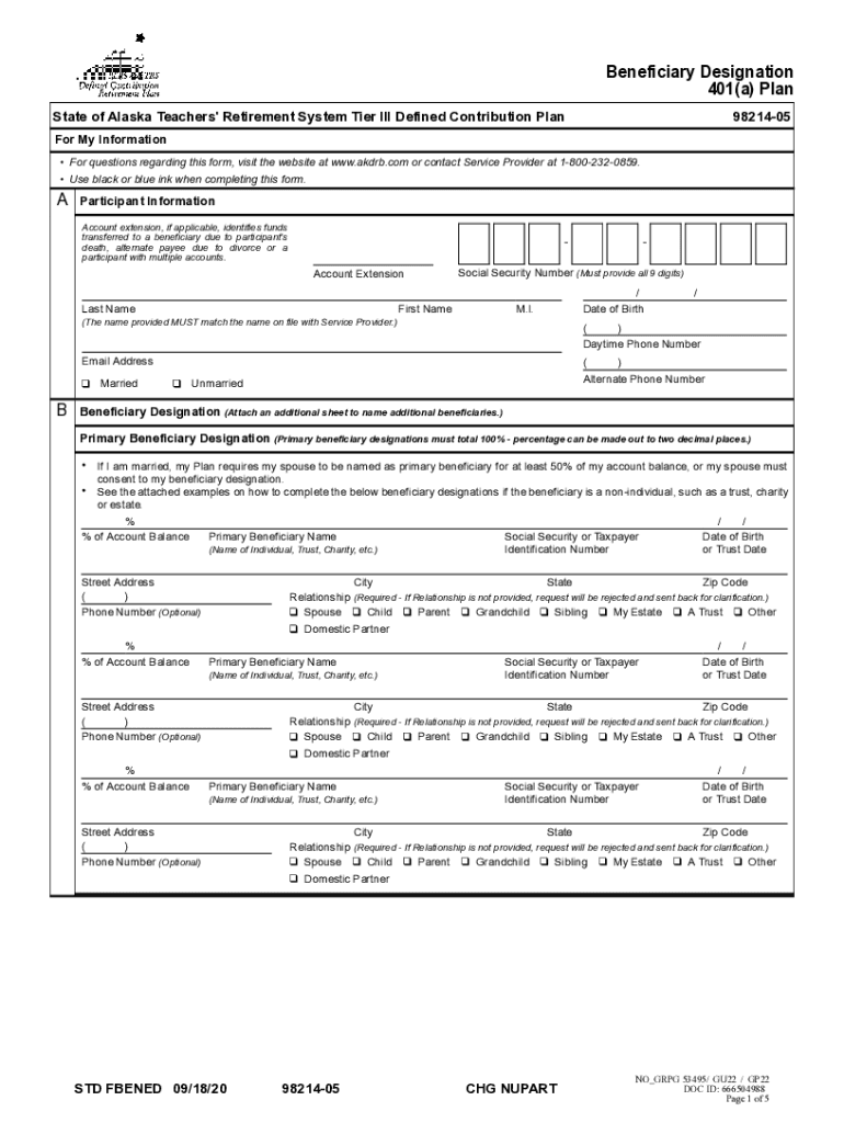 Fillable Online Ak DRBPERS & TRS Defined Contribution Retirement (DCR ...