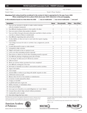 Fillable Online Vanderbilt Assessment - Fill and Sign Printable ...