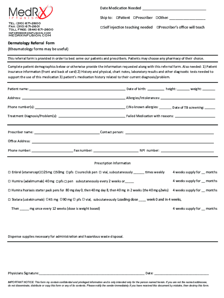 Fillable Online Dermatology order template Fax Email Print - pdfFiller