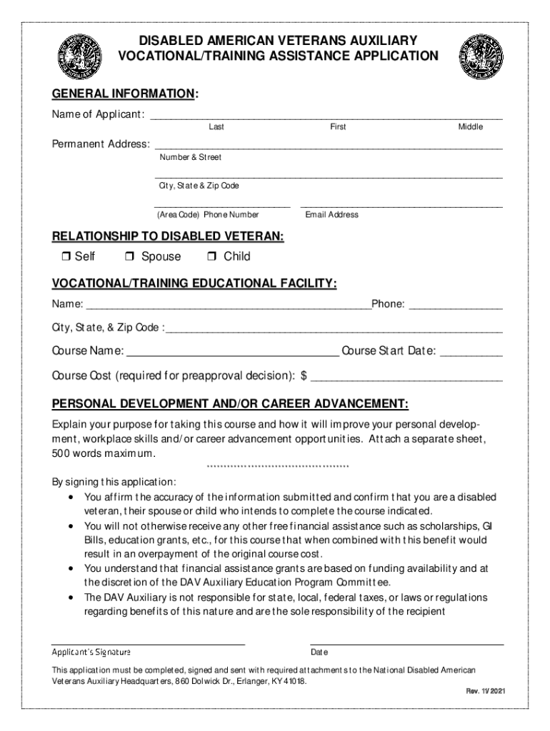 Fillable Online auxiliary dav Veteran Benefits Information for US ...