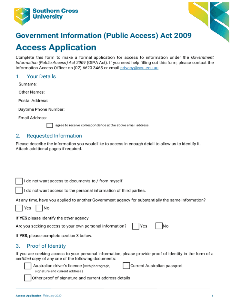 Fillable Online GIPA Access Application Form. GIPA Access Application Form Fax Email Print ...