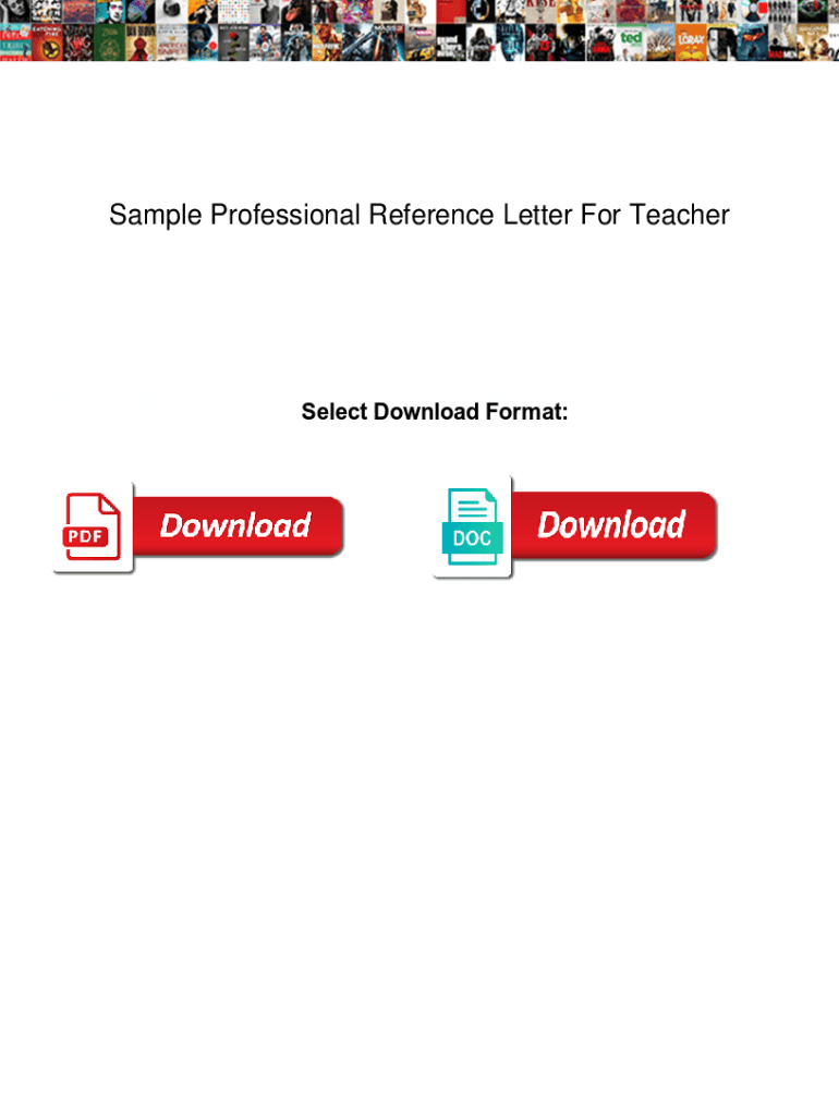 Fillable Online Sample Professional Reference Letter For Teacher ...