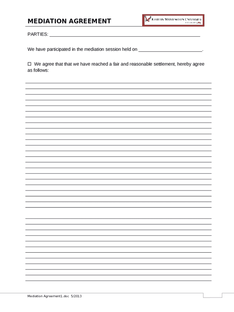 mediation AGREEMENT Doc Template | pdfFiller