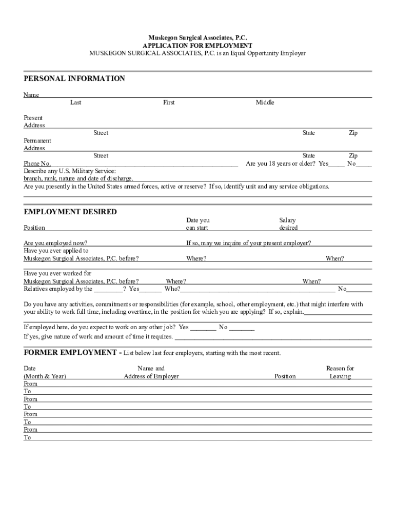Fillable Online 11604023 MSA - Employment Application.DOC Fax Email Print - pdfFiller