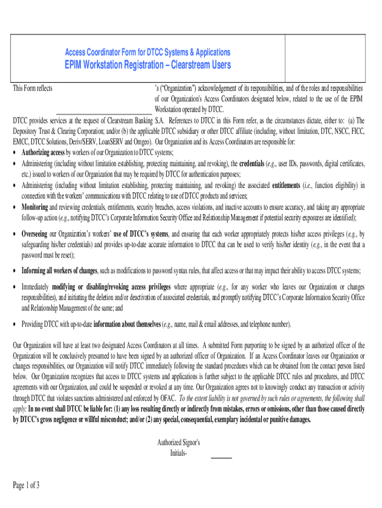 Fillable Online Access Coordinator/Super Coordinator Authorization Form ...