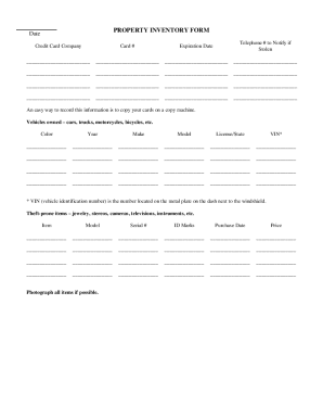 Fillable Online PROPERTY INVENTORY FORM Fax Email Print - pdfFiller
