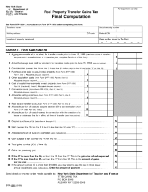 Fillable Online Form DTF-1001:8/96:Real Property Transfer Gains Tax ...