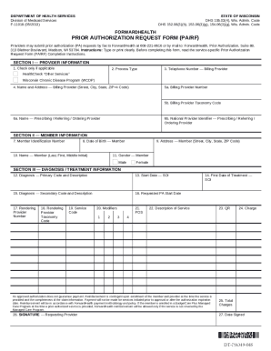 FORWARDHEALTH PRIOR AUTHORIZATION REQUEST (PA/RF) Doc Template | pdfFiller