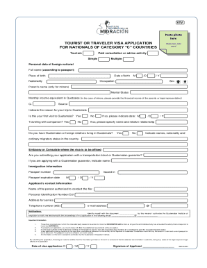 Fillable Online APPLICATION FOR EXTENSION OF TOURIST OR TRAVELER VISA - igm.gob.gt Fax Email ...
