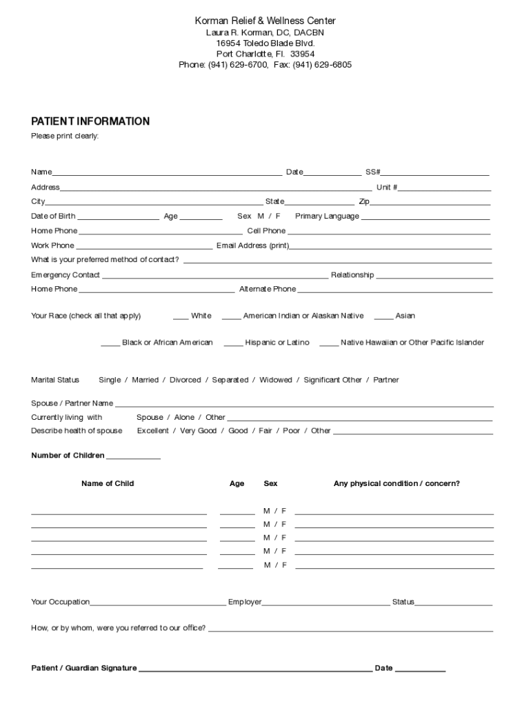 Fillable Online Dr. Laura Korman, DC - Functional Medicine Specialist in Port Charlotte ... Fax ...