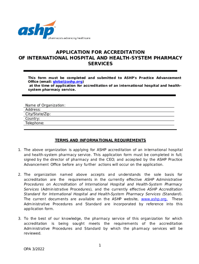 Application for Accreditation or Reaccreditation of an International ... Doc Template | pdfFiller