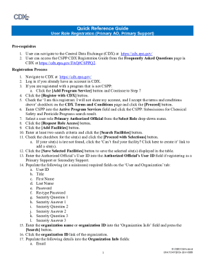 Fillable Online www.epa.govsitesdefaultQuick Reference Guide User Role ...