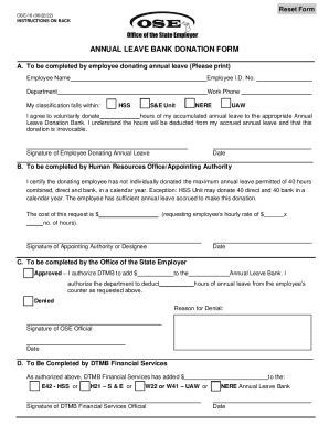 Fillable Online ANNUAL LEAVE BANK DONATION FORM Fax Email Print - pdfFiller