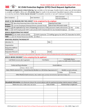 Fillable Online cfsa dc PDF DC Child Protection Register (CPR) Check ...