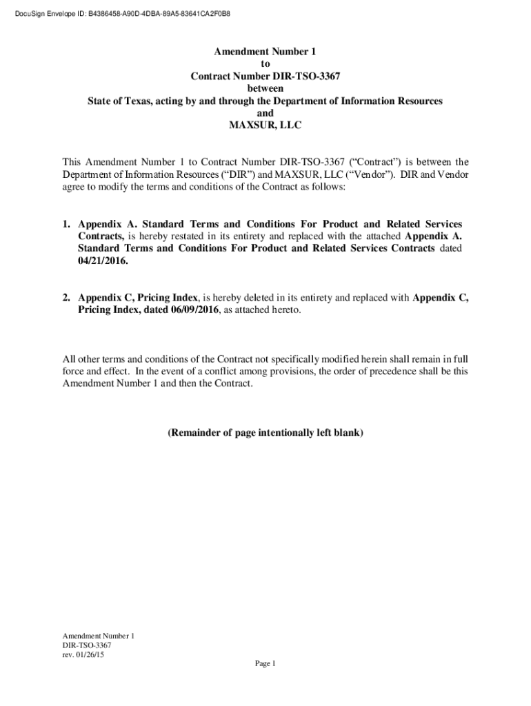 Fillable Online www.ok.gov dcs solicitAmendment Number 1 to Contract ...
