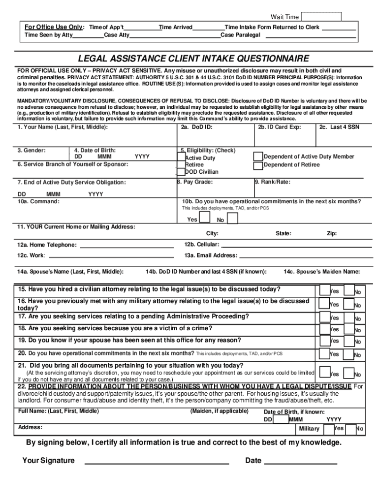 Fillable Online citycourtlafayetteclass.comstudy-materialsClient Intake ...