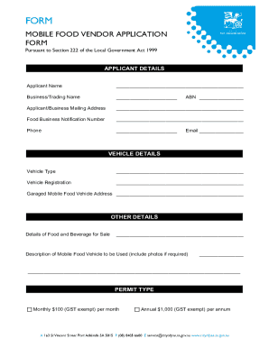 Fillable Online www.cityofpae.sa.gov.audataassetsMobile Food Vendor ...