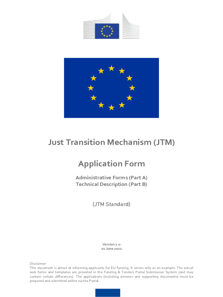 Fillable Online ec europa Just Transition Mechanism (JTM) Application Form Fax Email Print ...