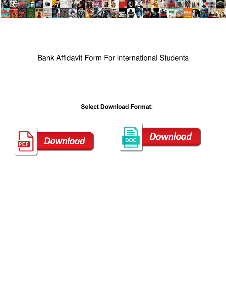 Fillable Online Bank Affidavit Form For International Students. Bank ...