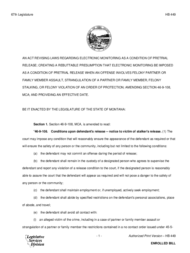 Fillable Online leg mt leg.mt.govbills202167th Legislature HB 449 AN ...