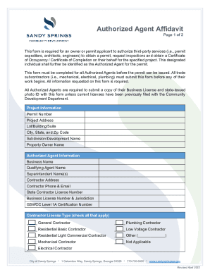 Fillable Online Authorized Agent Affidavit Fax Email Print - pdfFiller