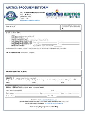 Fillable Online AUCTION PROCUREMENT FORM - SportsEngine Fax Email Print ...