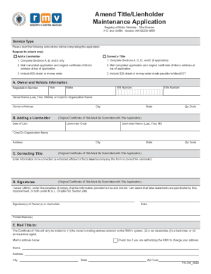Fillable Online Amend Title/ Lienholder Maintenance Application Fax ...