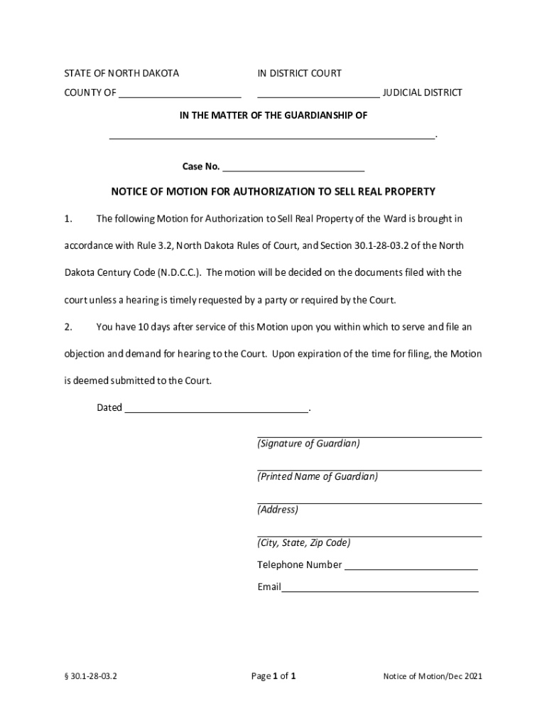 Fillable Online Instructions for Making a Motion for Authorization to ...