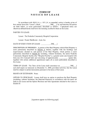 Fillable Online Notice of Lease Sample Clauses - Law InsiderNotice of ...