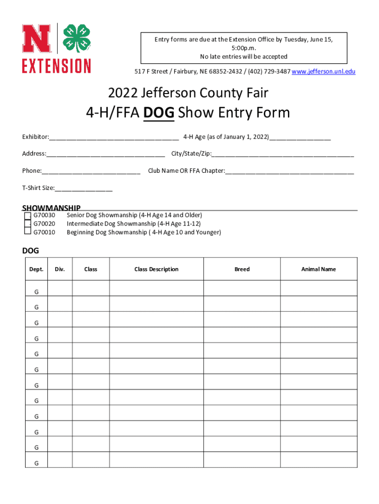 Fillable Online extension unl 2021 Jefferson County Fair 4-H/FFA SHEEP ...