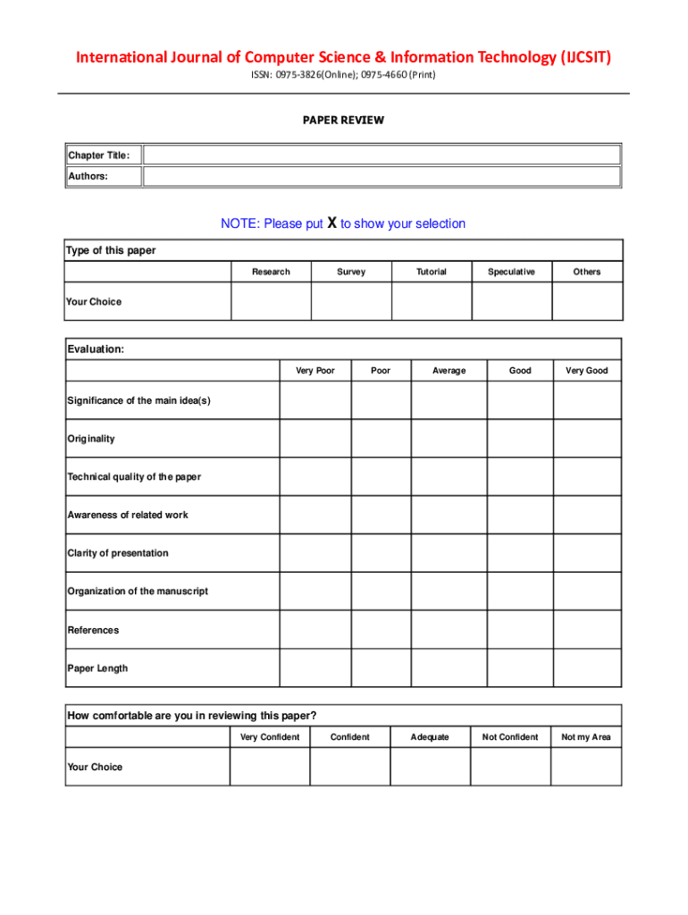 Fillable Online IJCSIT Review Form Fax Email Print - pdfFiller