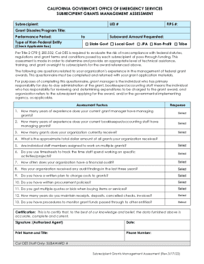 Fillable Online Grants Management Assessment Form Fax Email Print ...