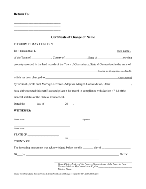 Fillable Online Certificate of Change of Name Fax Email Print - pdfFiller