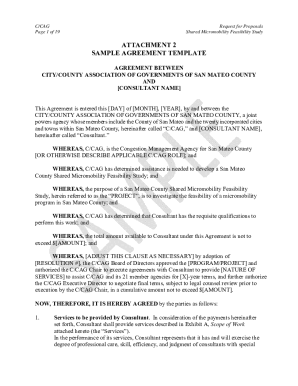 Fillable Online ccag ca ATTACHMENT 2 SAMPLE AGREEMENT TEMPLATE Fax ...