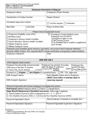 Fillable Online DFW 1067 - FMLA Request Form. Family And Medical Leave ...