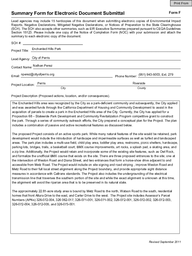 Fillable Online PDF Summary Form for Electronic Document Submittal - City of Victorville Fax ...