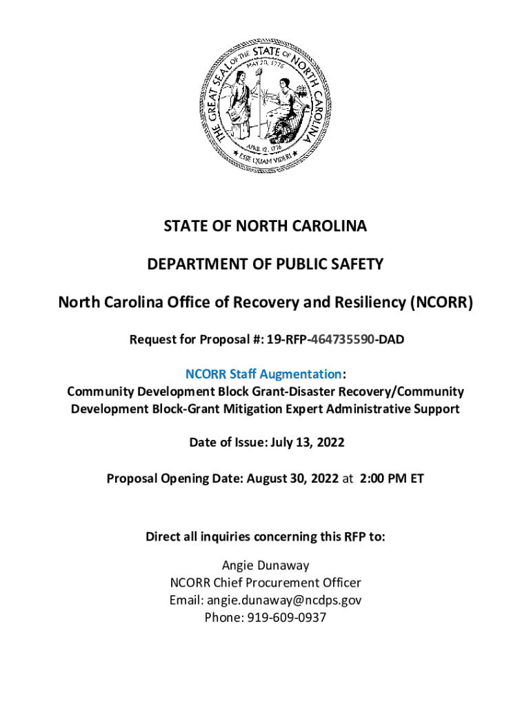 Fillable Online STATE OF NORTH CAROLINA DEPARTMENT OF PUBLIC SAFETY ...