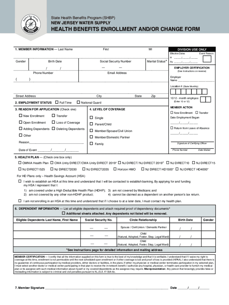 Fillable Online njwatersupply.pdf. SHBP New Jersey Water Supply Health ...