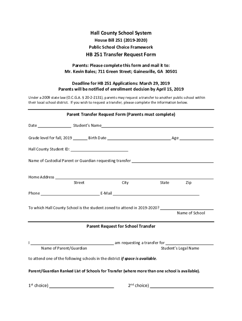 Fillable Online www.pdffiller.com389166871-HB-251-TransferFillable ...