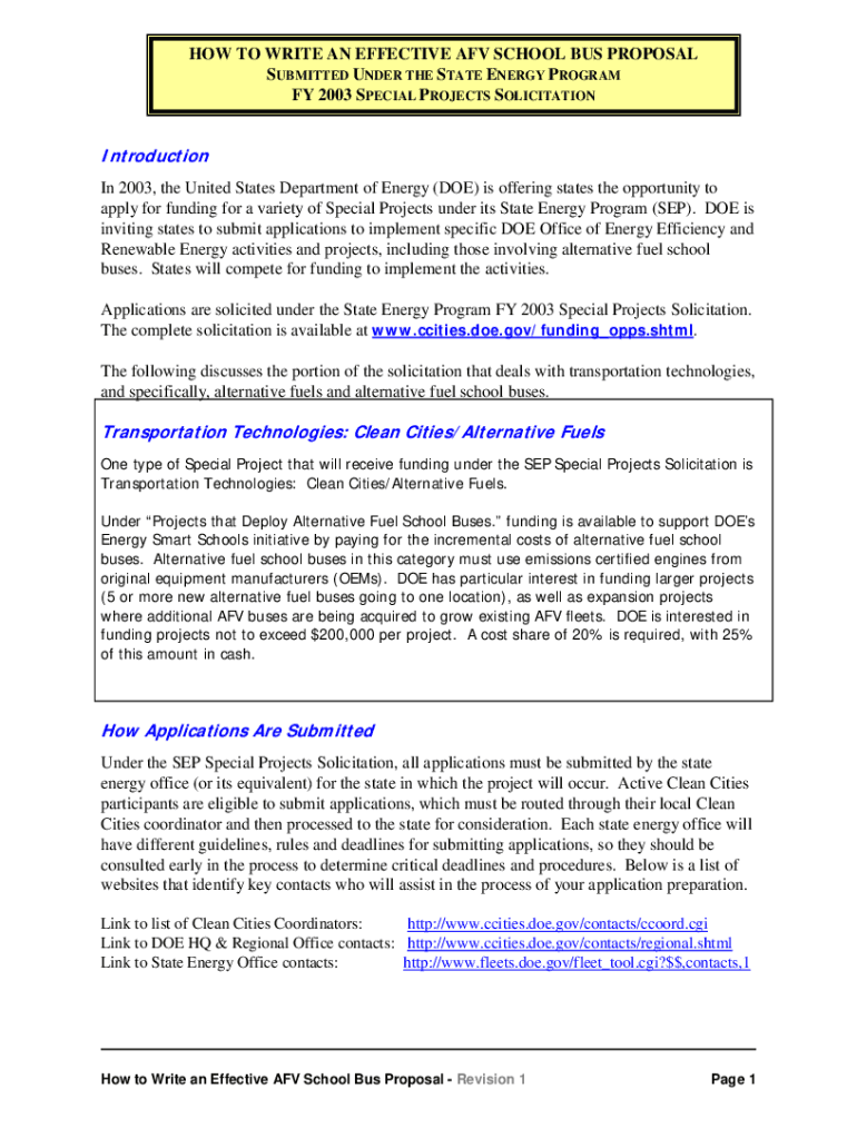 Fillable Online afdc energy how to write an effective afv school bus ...