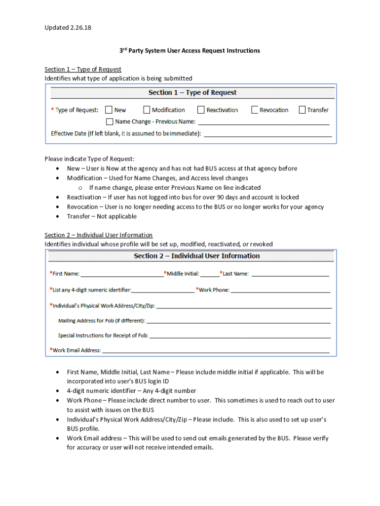 Fillable Online 3rd Party System User Request Application Instructions ...