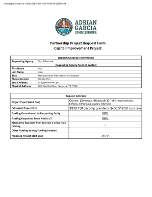 Fillable Online Partnership Project Request Form Capital Improvement ...