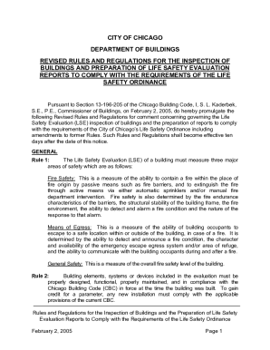 Fillable Online CITY OF CHICAGO DEPARTMENT OF BUILDINGS REVISED ... Fax ...