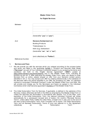 Fillable Online Master Order Form for Digital Services Fax Email Print ...